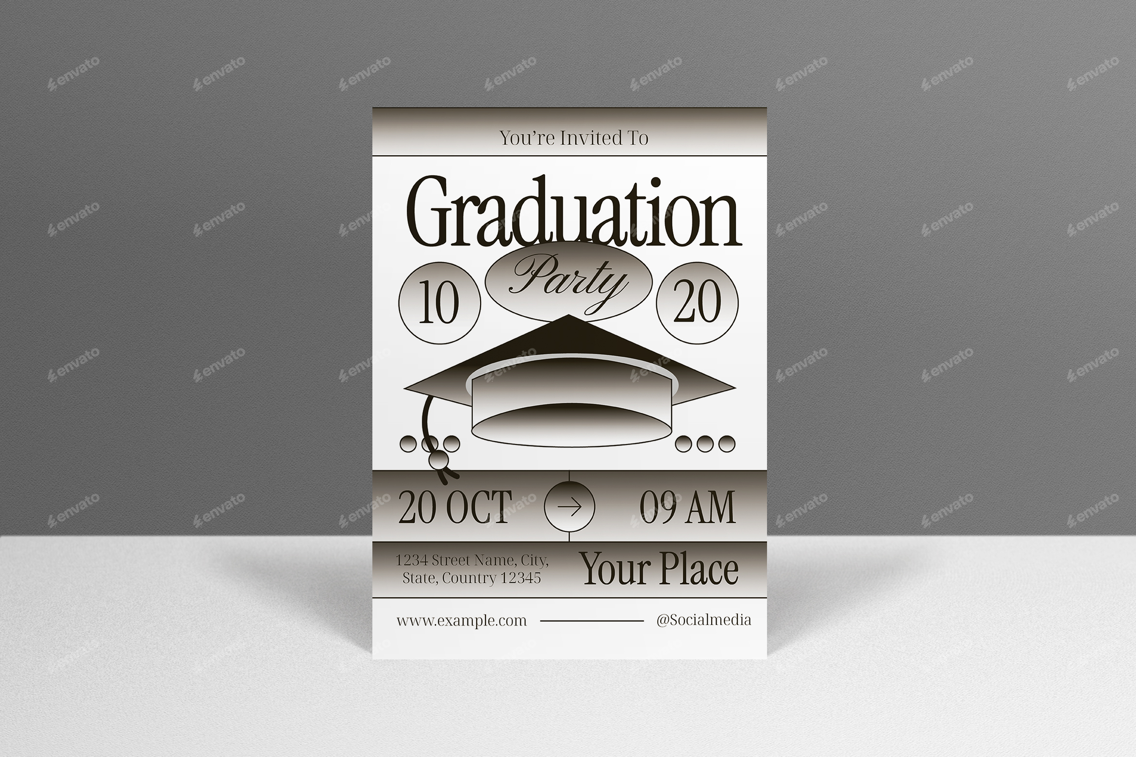Gradient White Modern Graduation Invitation, Print Templates | GraphicRiver