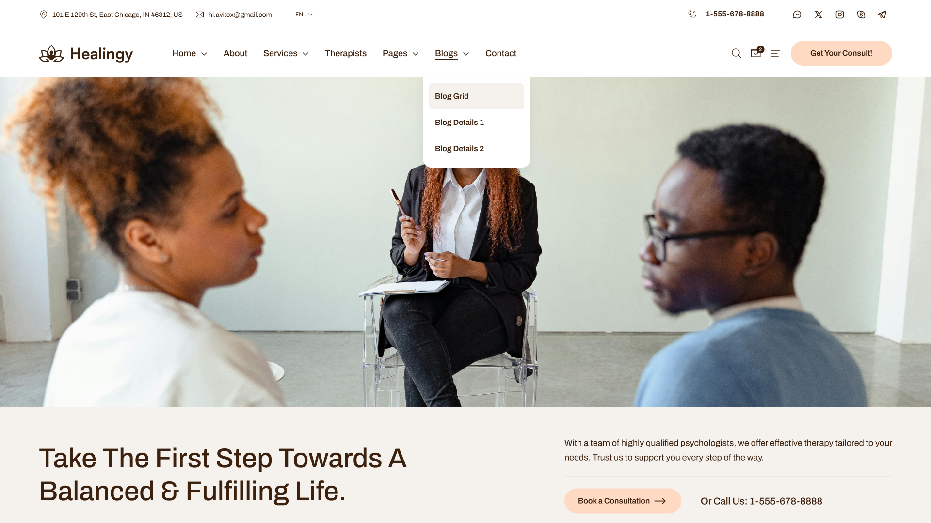 Healingy - Therapy & Counseling Psychologist Figma Template by Avitex
