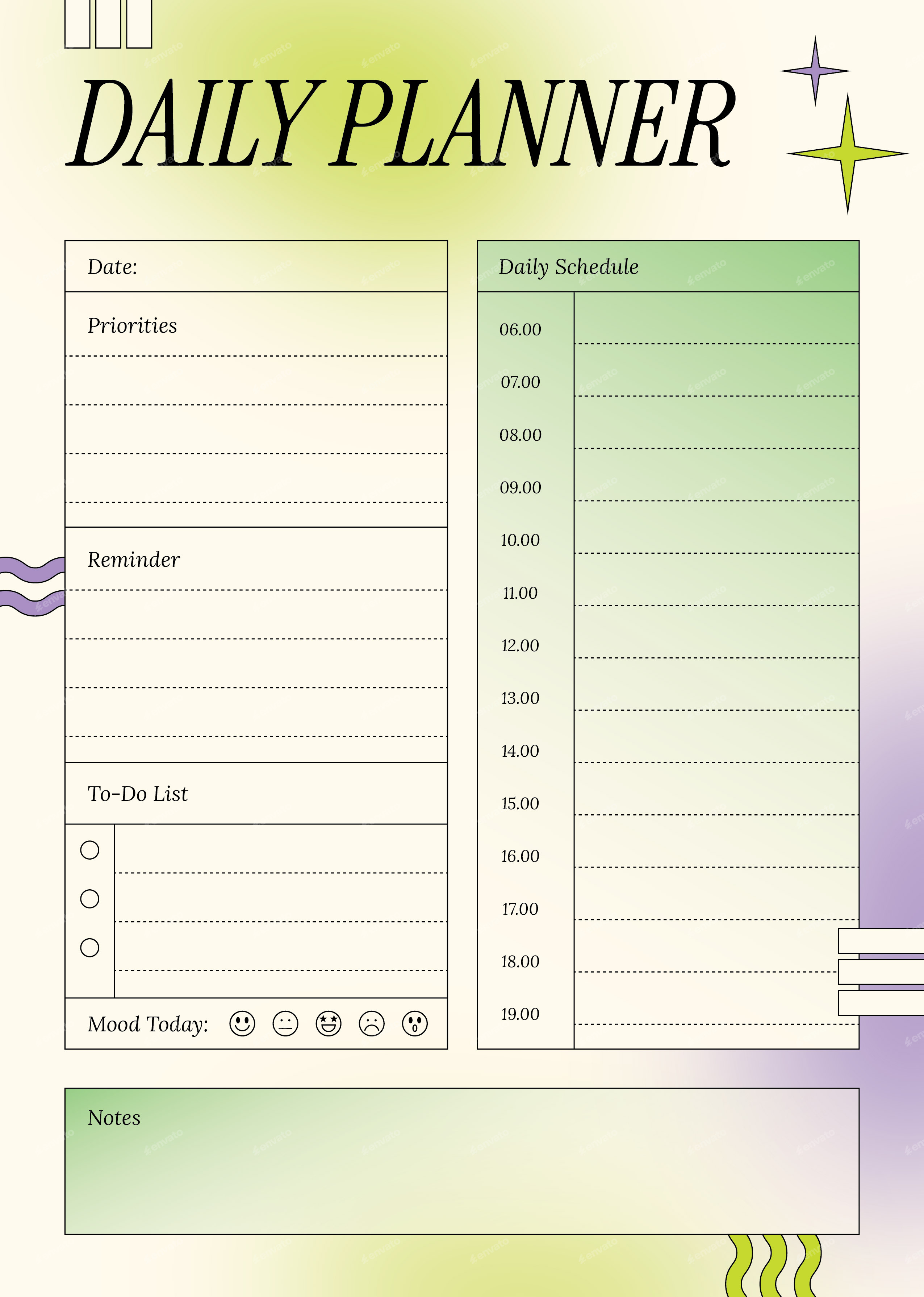 Classic Y2K Daily Weekly Planner, Print Templates | GraphicRiver