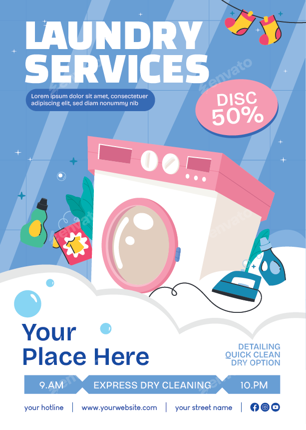 Laundry Service Flyer, Print Templates | GraphicRiver