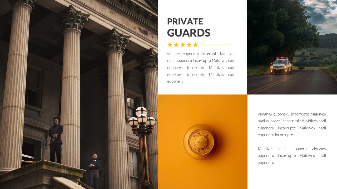 Security Guard Protection Keynote Template, Presentation Templates