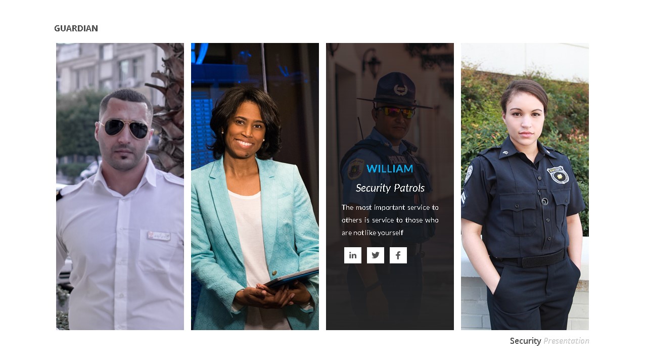 Security Guard Protection PowerPoint Template, Presentation Templates