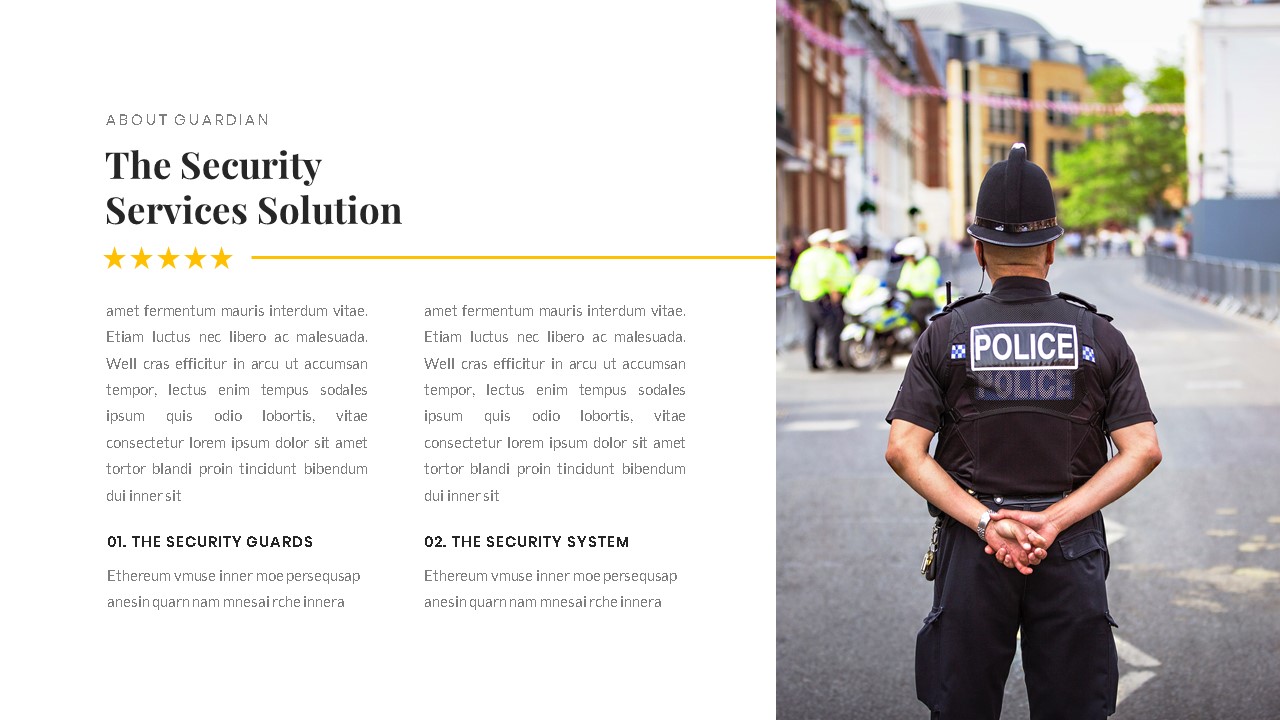 Security Guard Protection PowerPoint Template, Presentation Templates