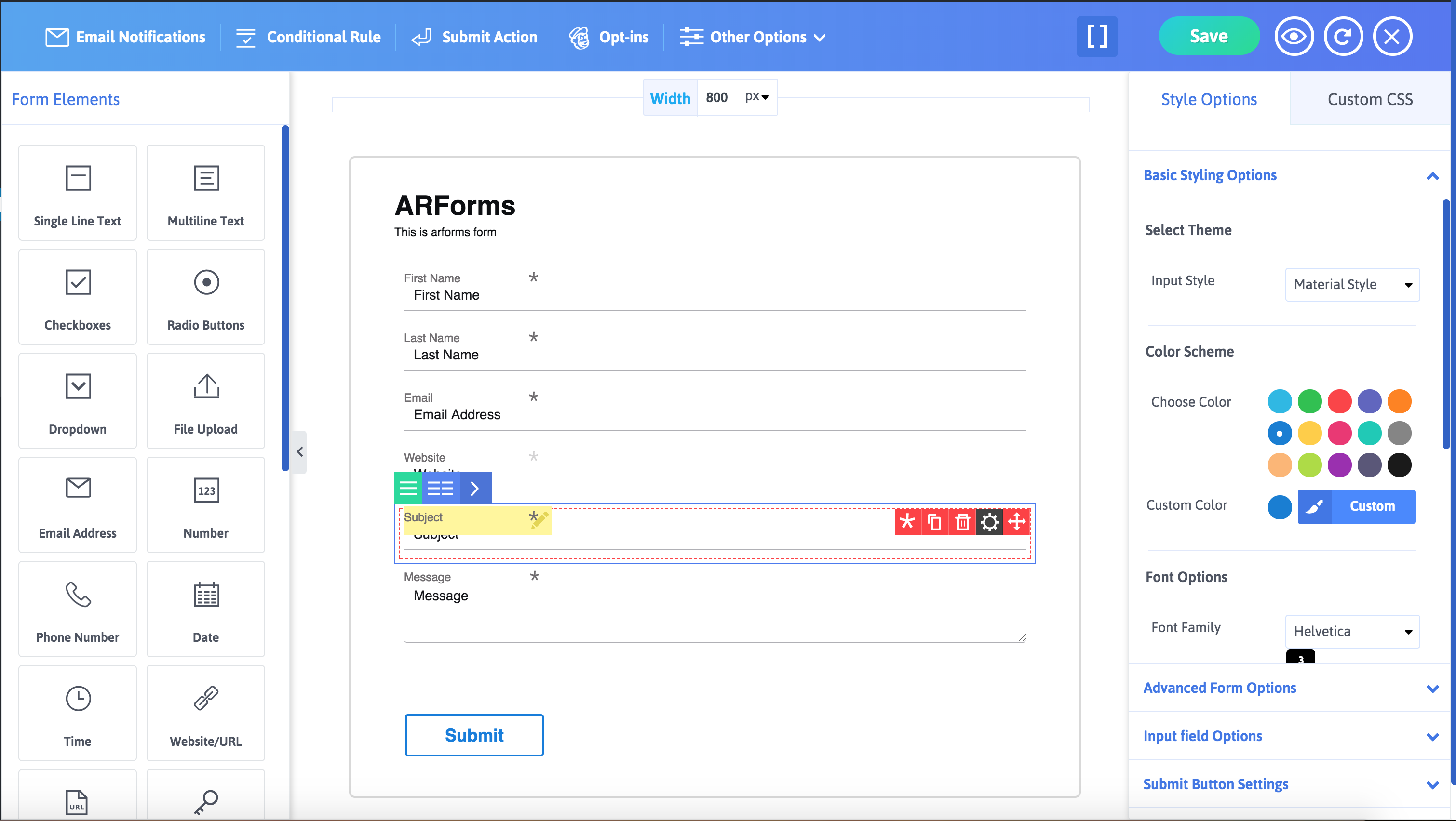 Wordpress Form Builder Plugin, Contact form - ARForms by reputeinfosystems
