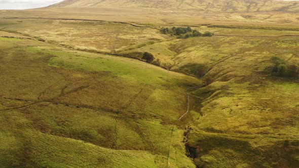 A top view panning over English moorland and countryside, Stock Footage
