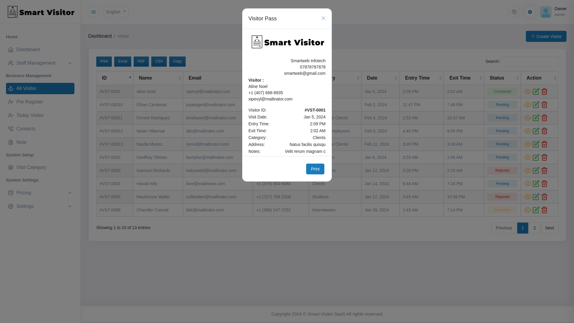 Smart Visitor SaaS - Visitor Management Tool by smartwebinfotech | CodeCanyon