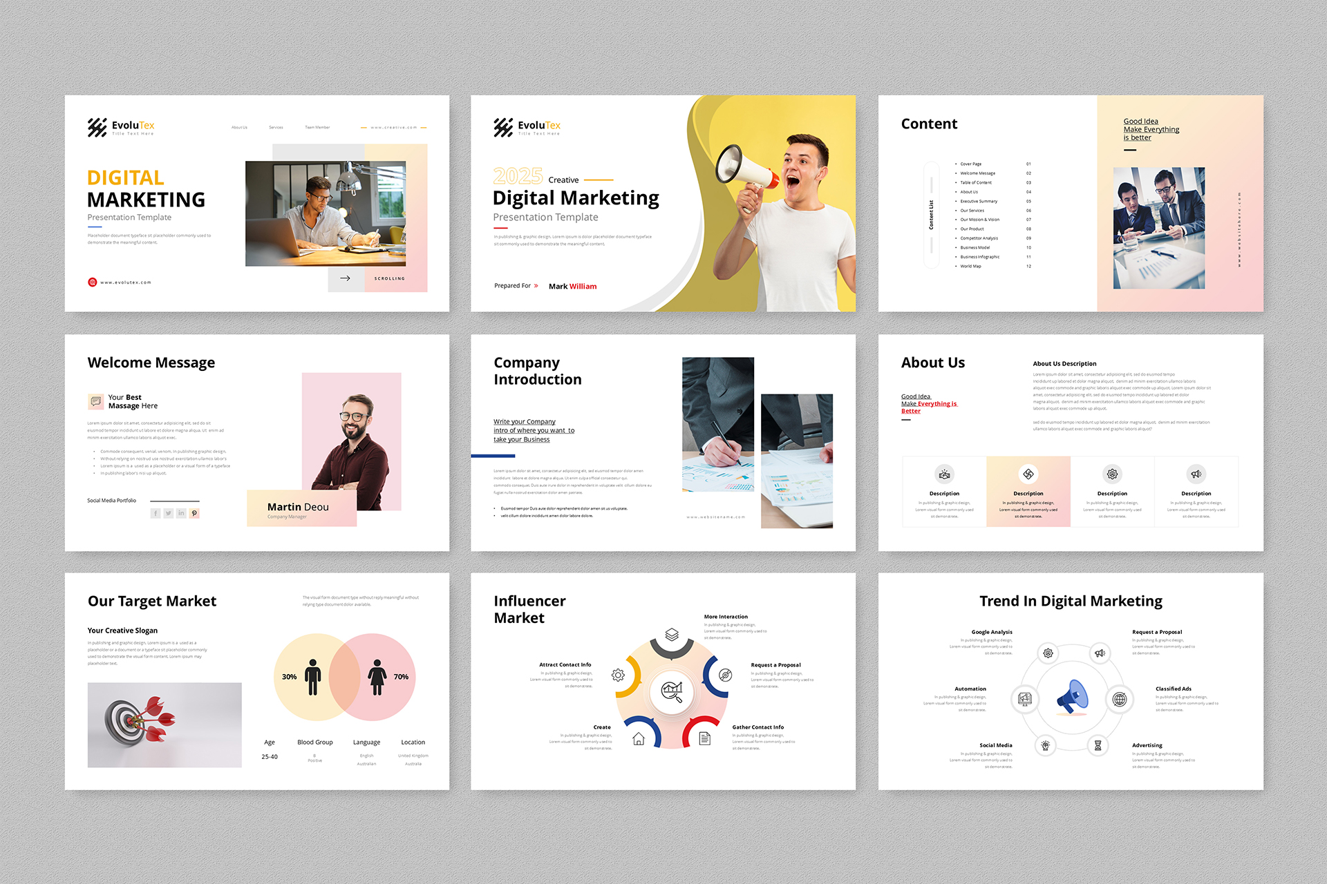 Digital Marketing PowerPoint Presentation Template, Presentation Templates