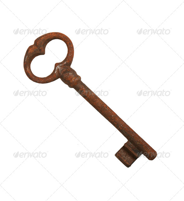 old rusty key isolated on white Stock Photo by pbombaert | PhotoDune