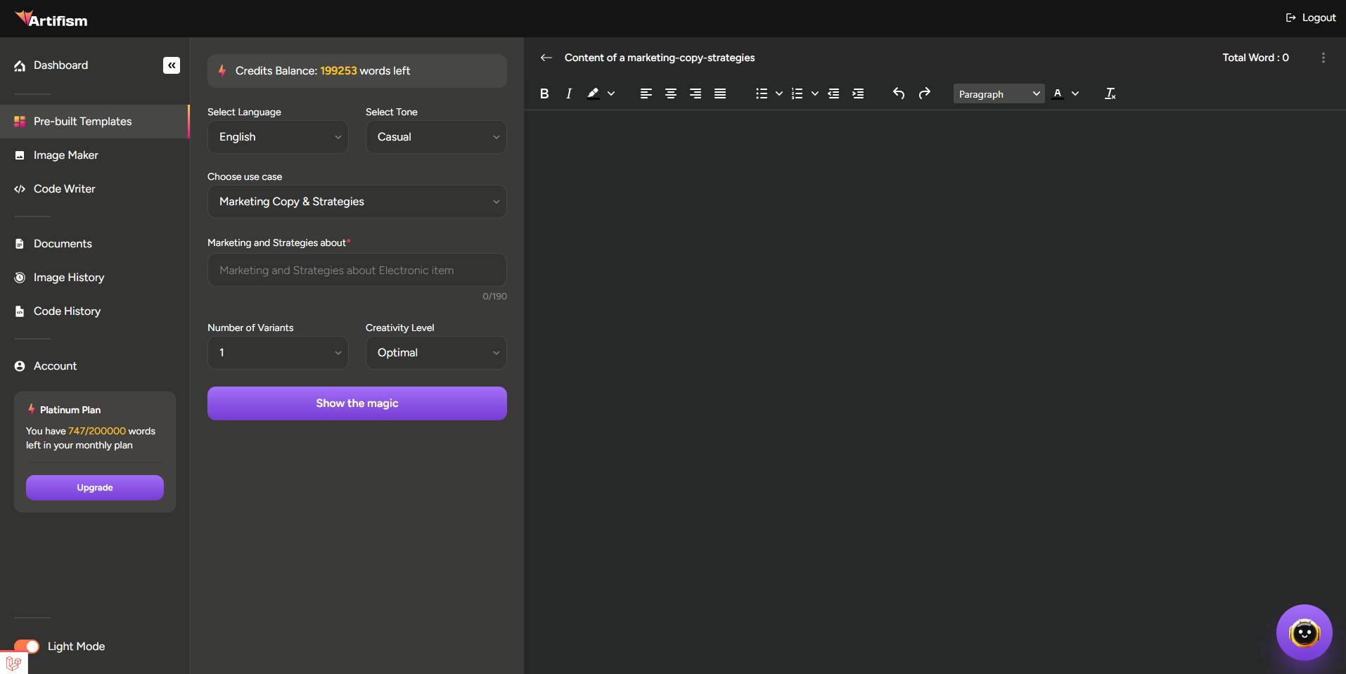 Artifism - AI Content & Image Generator SaaS by techvillage1 | CodeCanyon