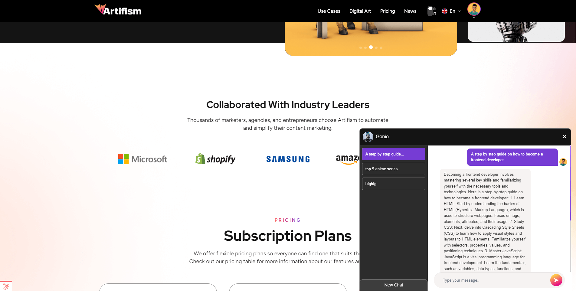 Artifism - AI Content & Image Generator SaaS by techvillage1 | CodeCanyon