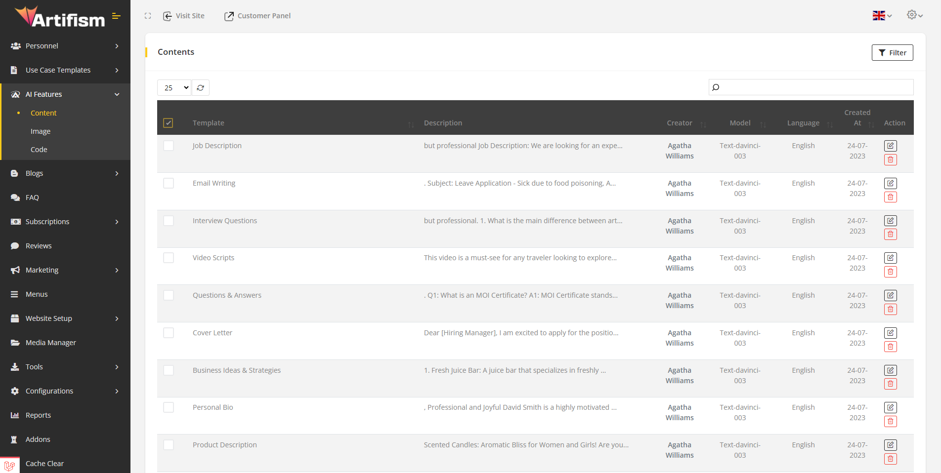 Artifism - AI Content & Image Generator SaaS by techvillage1 | CodeCanyon