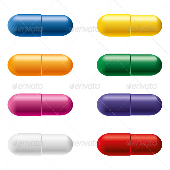 21 Multicolored Pills Capsules, Vectors | GraphicRiver