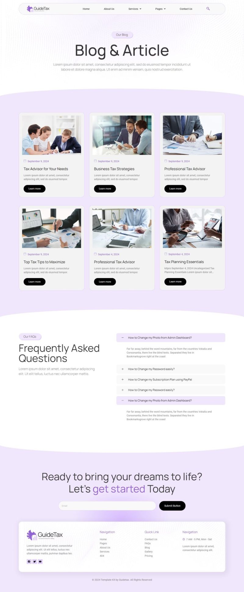 GuideTax - Tax Advisor & Financial Colsulting Elementor Template Kit by ...