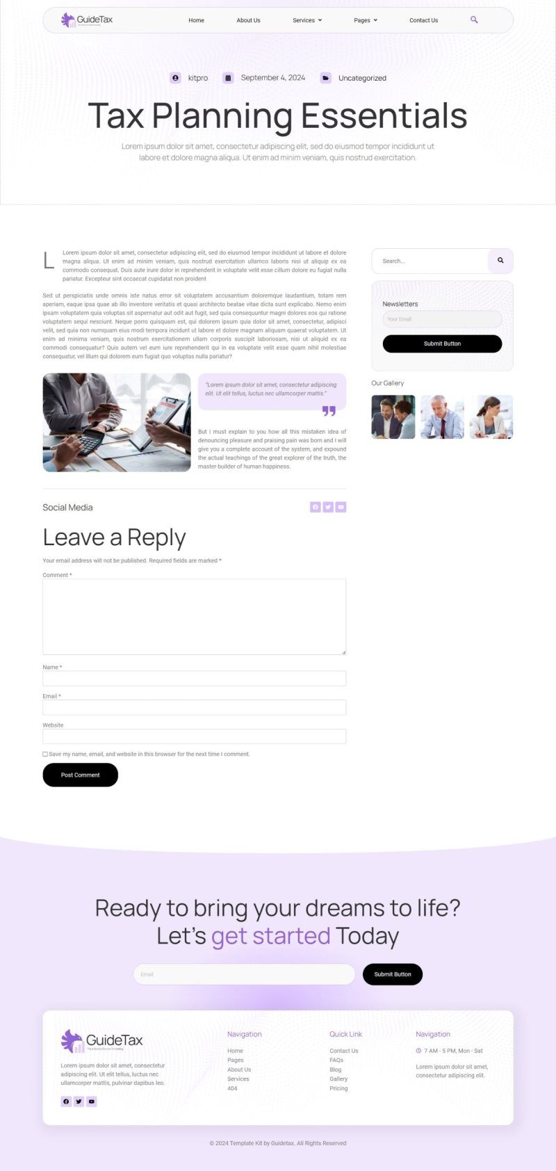 GuideTax - Tax Advisor & Financial Colsulting Elementor Template Kit by ...