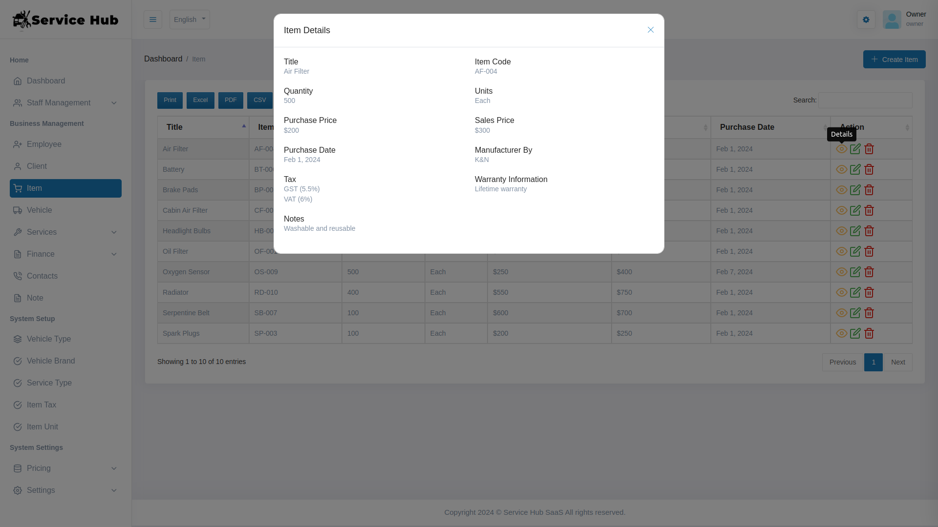 Service Hub SaaS - Vehicle Repair Center Management by smartwebinfotech
