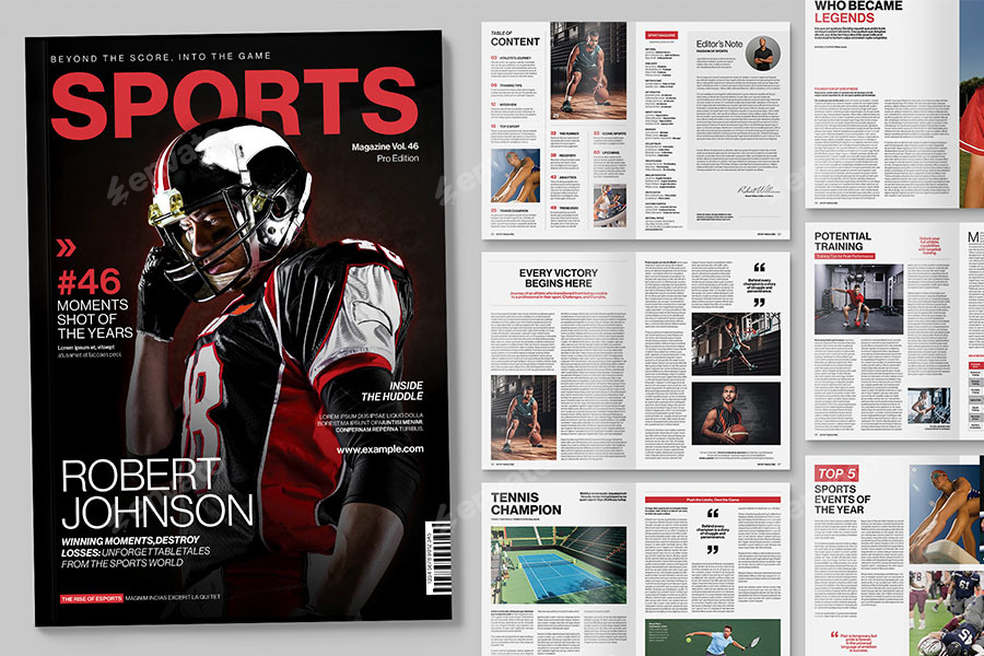 Sport Magazine Template, Print Templates | GraphicRiver