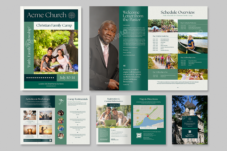 Christian Family Camp Brochure Template, Print Templates | GraphicRiver