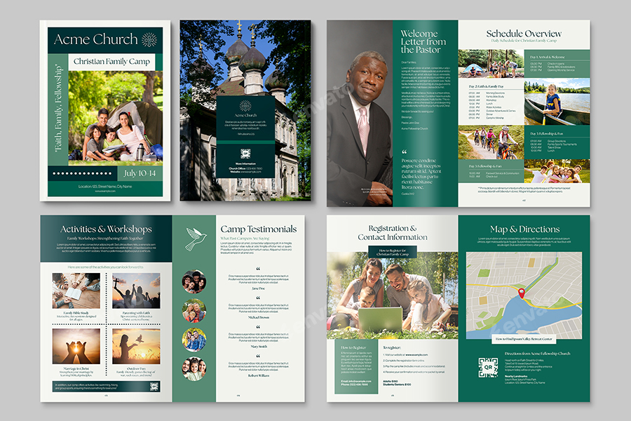 Christian Family Camp Brochure Template, Print Templates | GraphicRiver