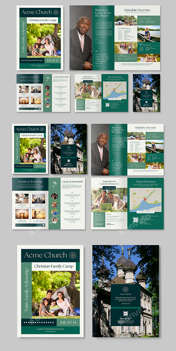 Christian Family Camp Brochure Template, Print Templates | GraphicRiver