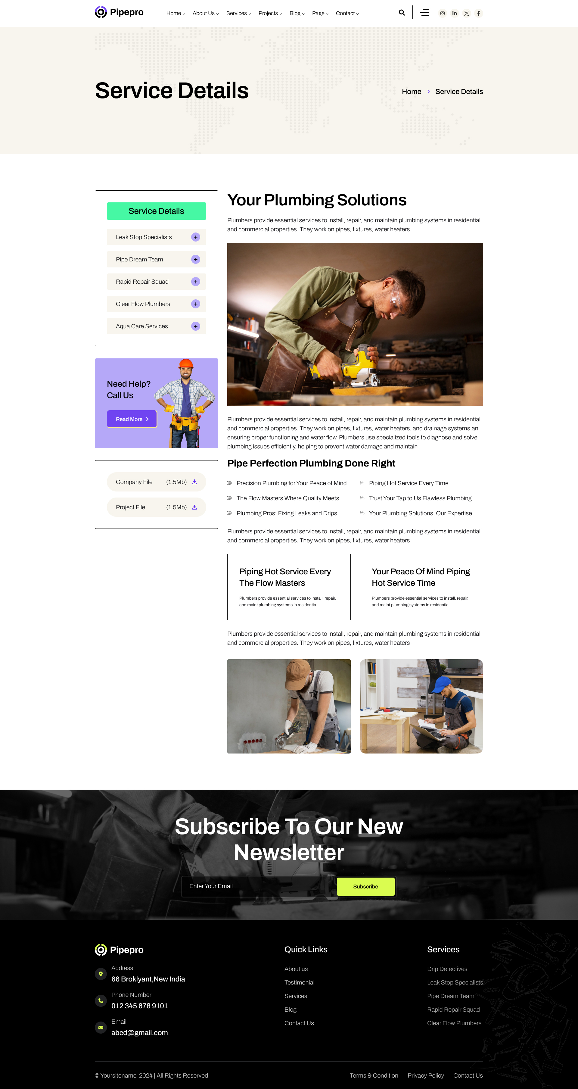 Pipepro - Handyman & Plumber Figma Template by Mugli | ThemeForest
