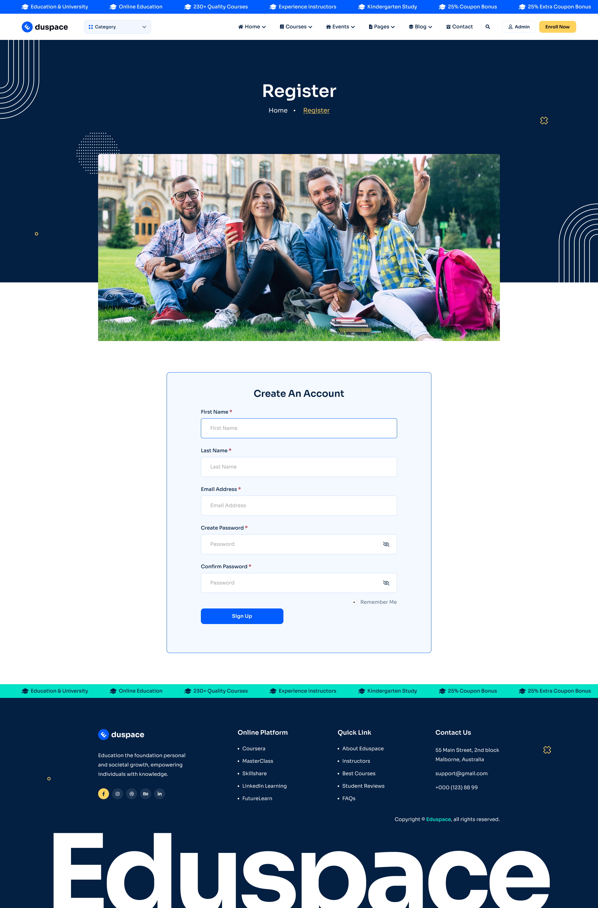 Eduspace - Online Course, Education & University Figma Template by modinatheme
