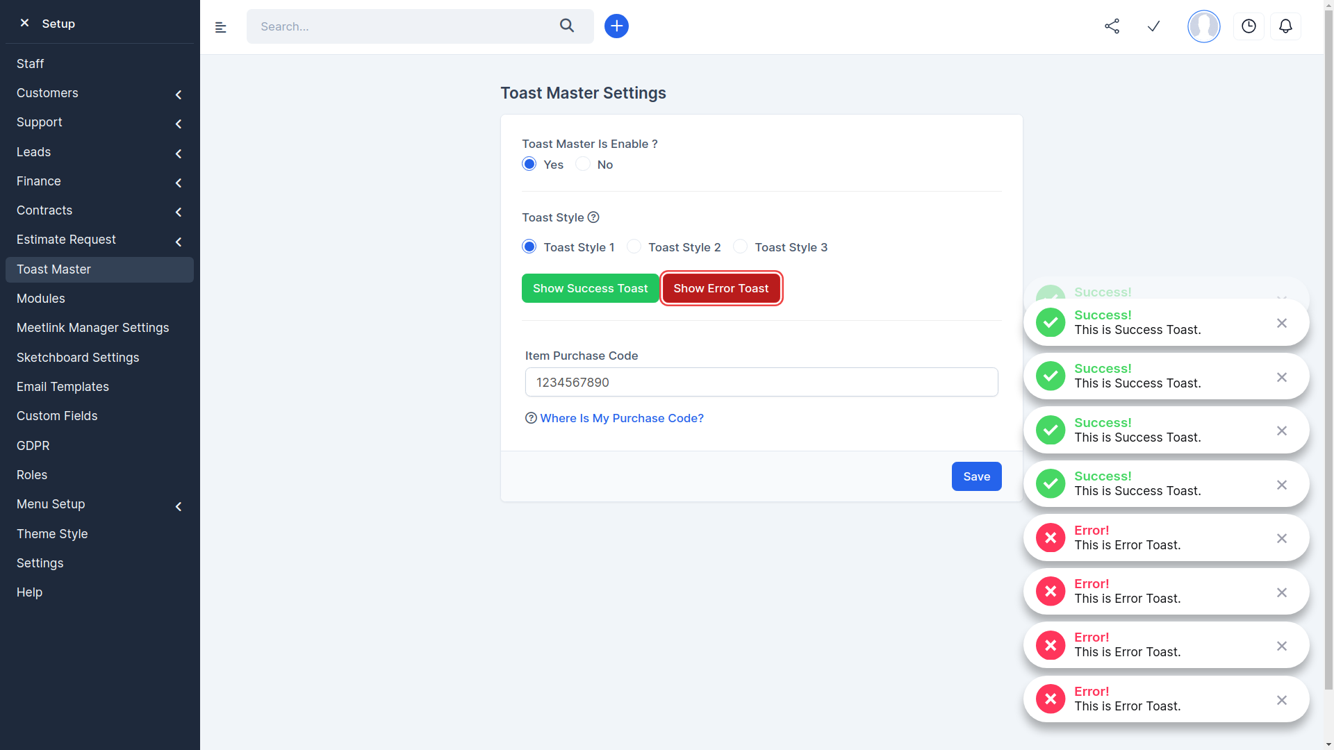 Toast Master for Perfex CRM by Hopperstack | CodeCanyon