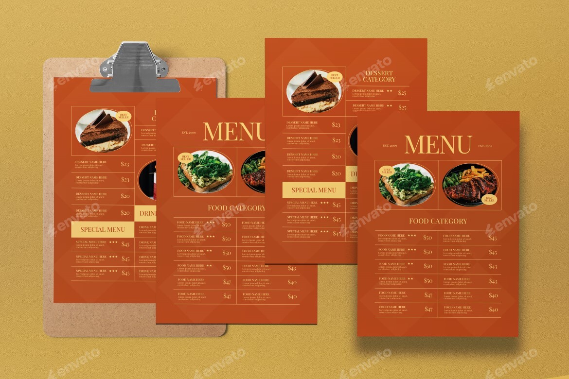 Orange Minimal Autumn Theme Food Menu, Print Templates | GraphicRiver
