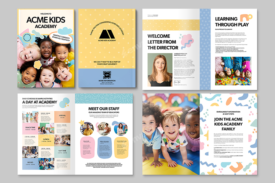 Kindergarten Brochure Template, Print Templates | GraphicRiver