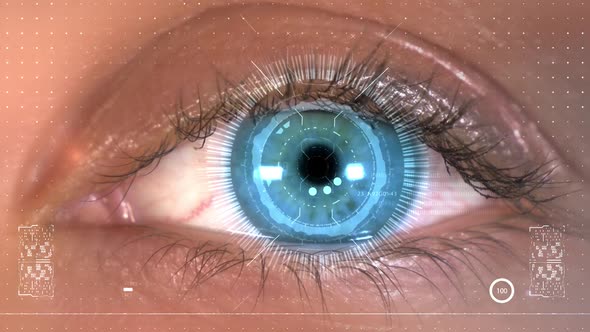 Human Eye Identification Scan Technology Interface, Motion Graphics