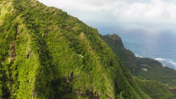 Haena State Park. Hawaii. Aerial View Over Coastal Highlands. Tropical ...