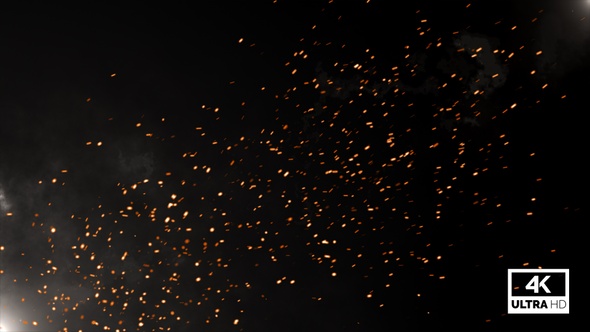 Golden Fire Particles Ember Explosion With Smoke Background V6, Motion ...