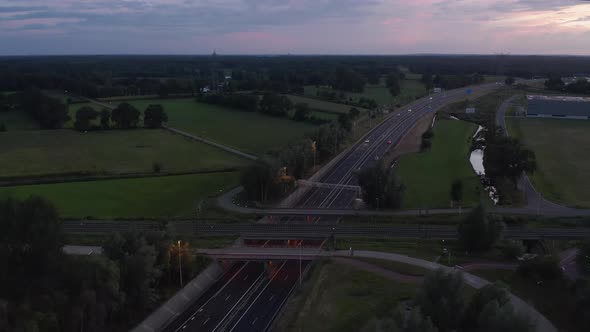 Aerial View of German Autobahn Freeway at Sunset, Stock Footage | VideoHive