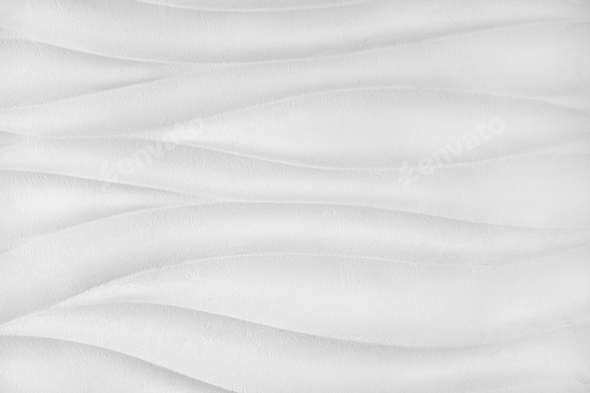 Plaster Wall With Volumetric Relief Surface Wavy Form Pattern, White ...
