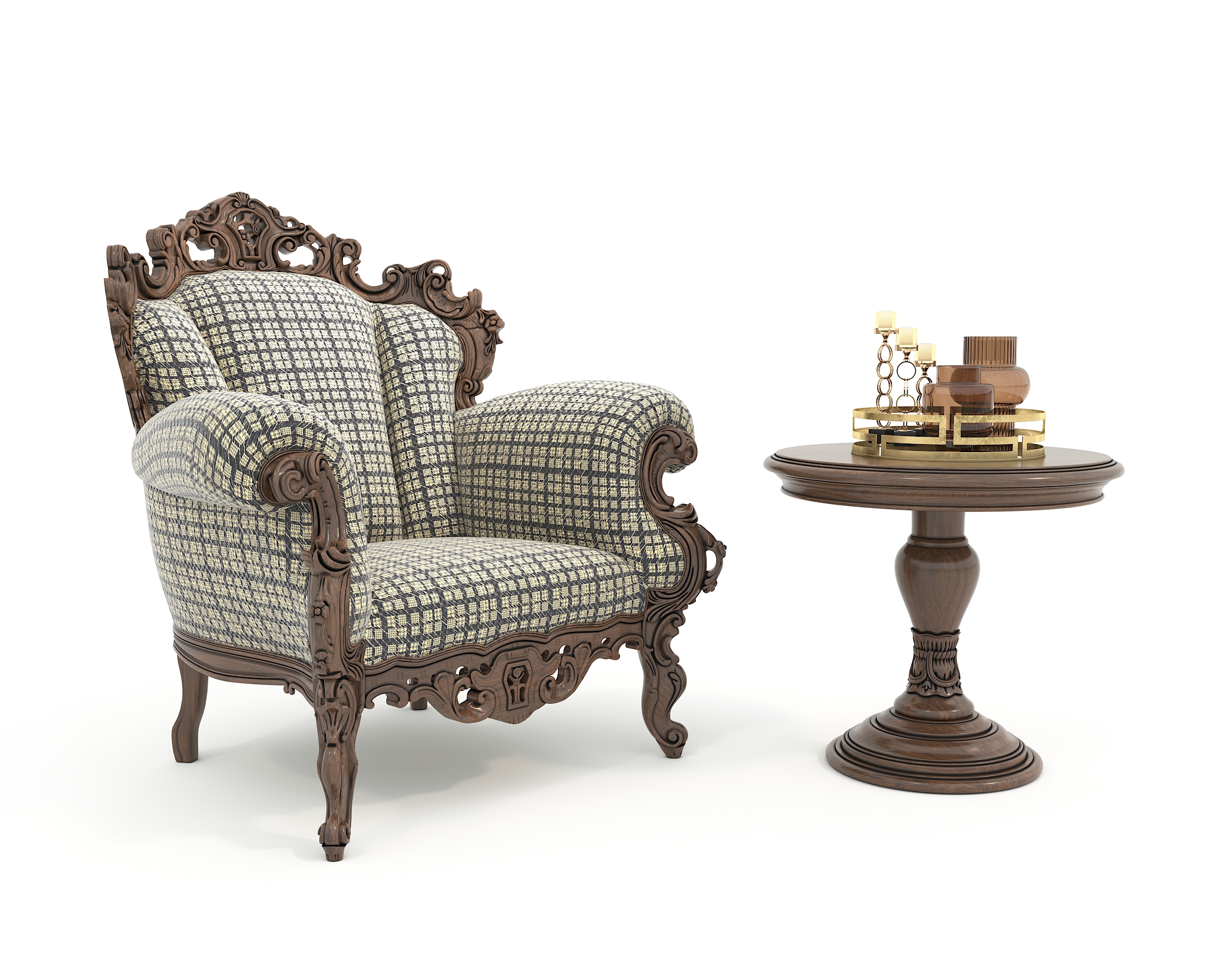Classic European Style Coffee Table and Armchair 25 by nhattuankts