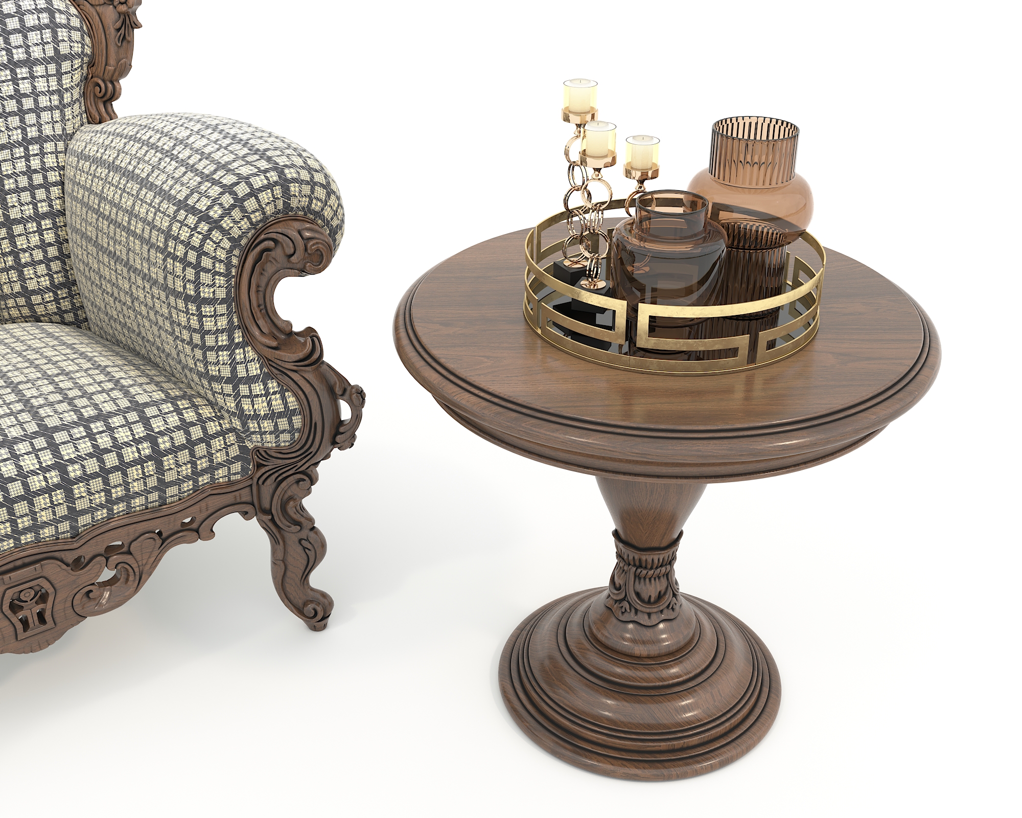 Classic European Style Coffee Table and Armchair 25 by nhattuankts