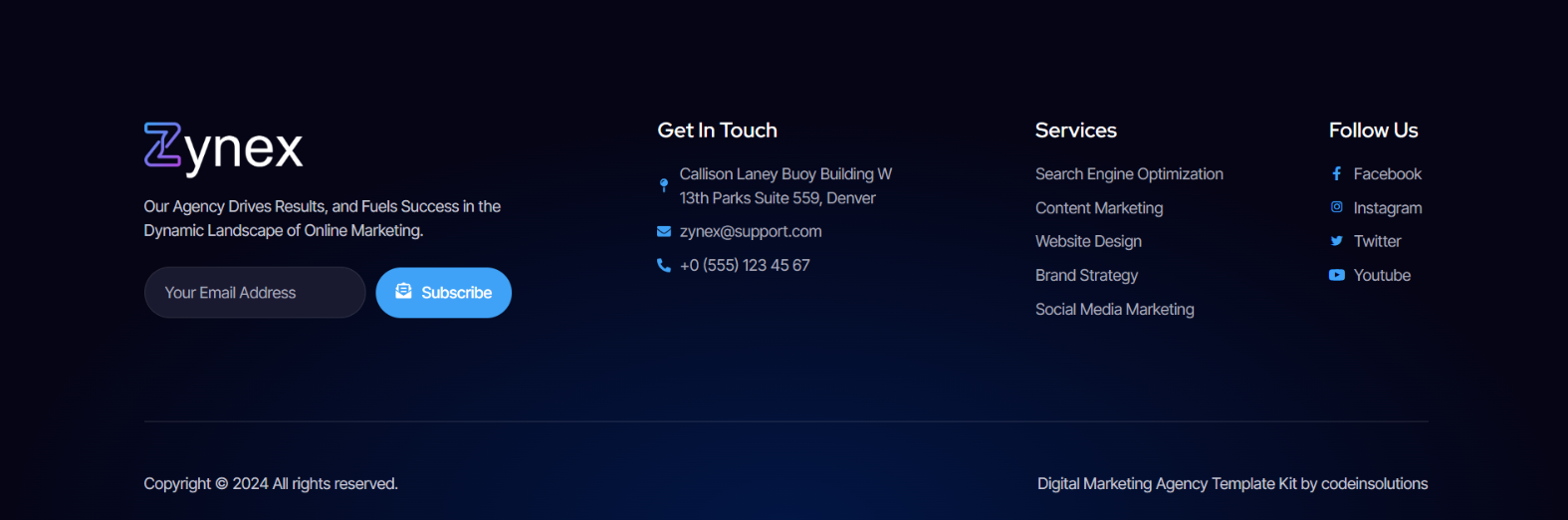 Zynex - Digital Marketing Agency Elementor Template Kit by codeinsolutions