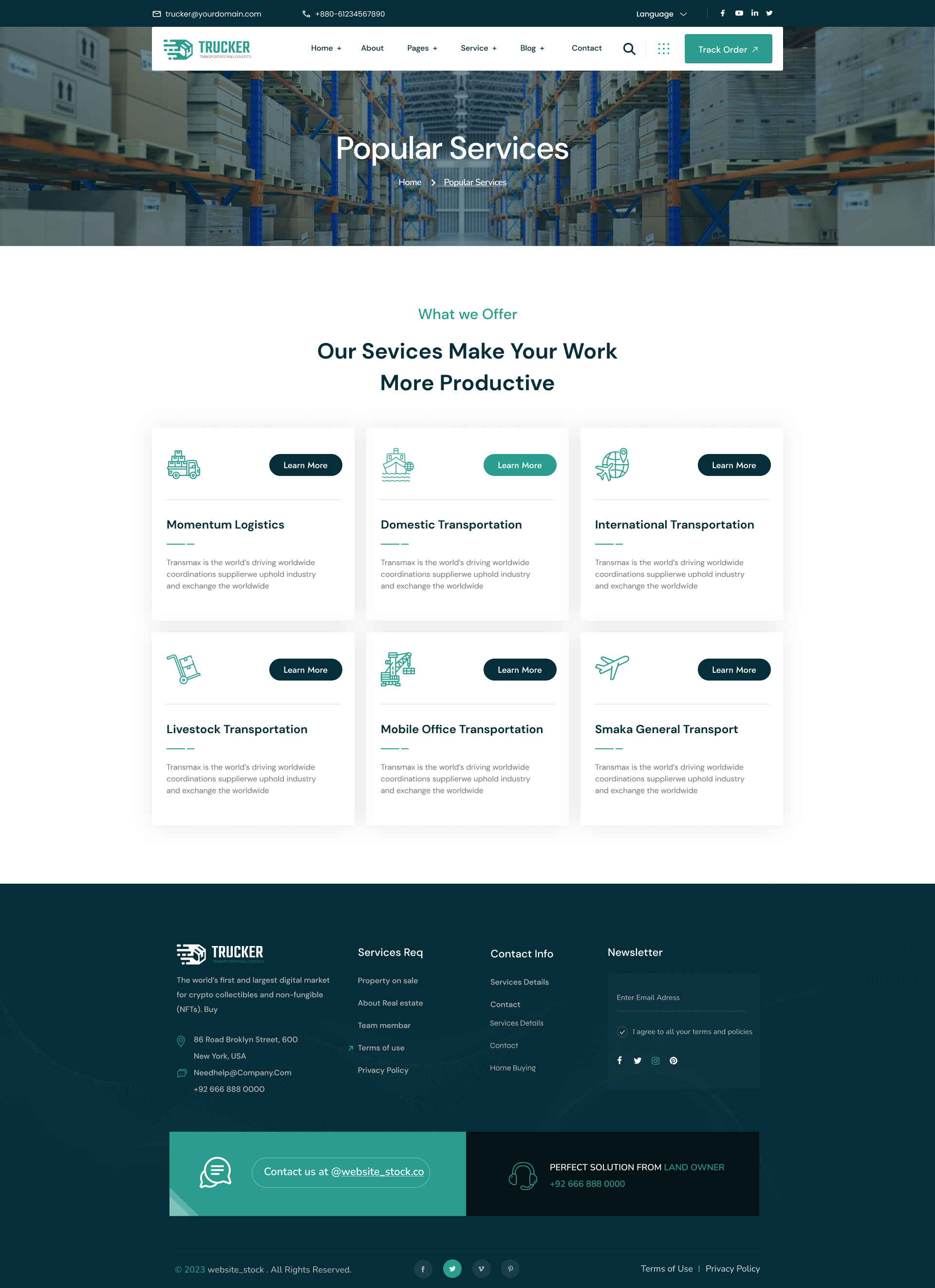 Trucker - Transport Courier & Logistics Figma Template by Green-Touch