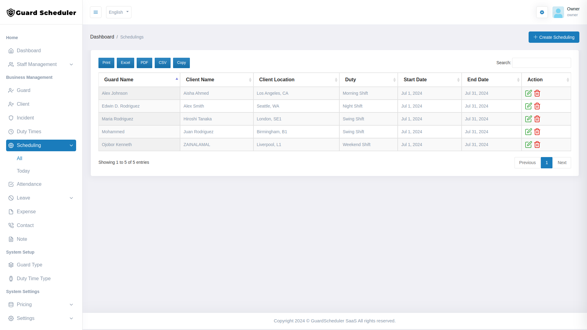 GuardScheduler SaaS - Security Guard Management System by smartwebinfotech