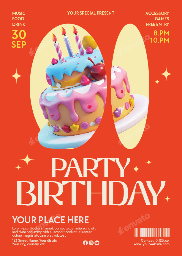 Birthday Party Flyer, Print Templates | GraphicRiver