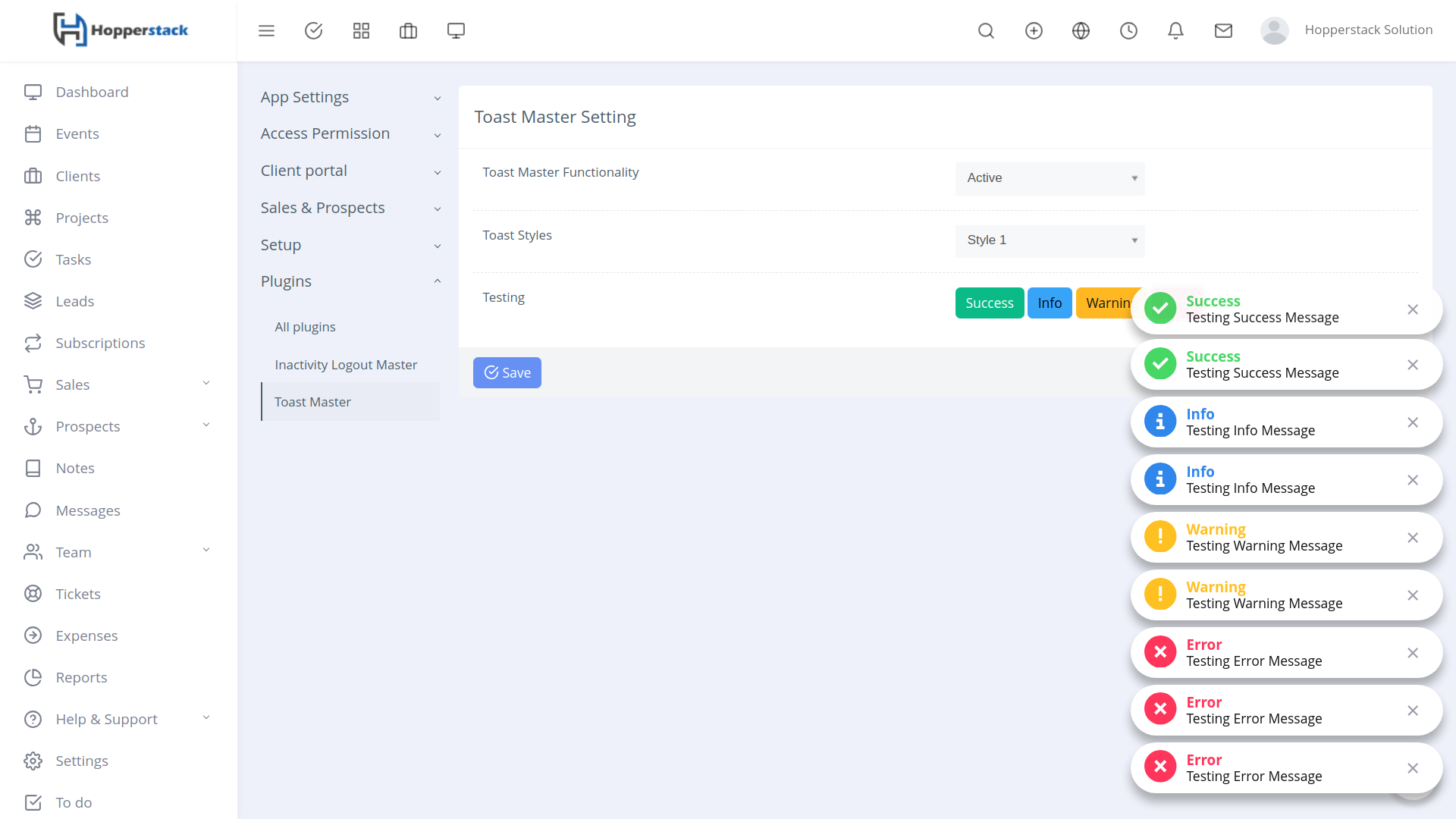 Toast Master for Rise CRM by Hopperstack | CodeCanyon