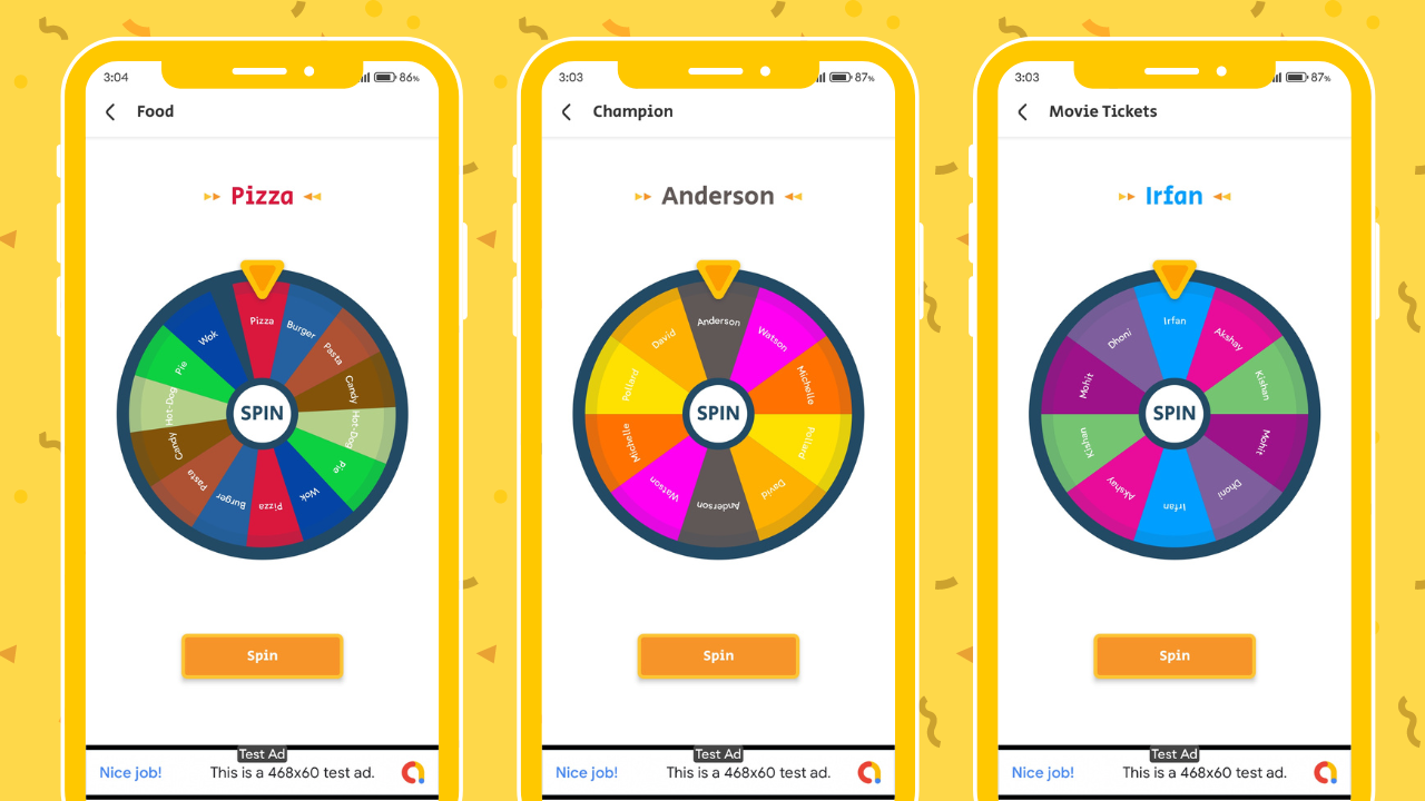 Spin Wheel Decision Roulette with AdMob Ads Android by MJAppsStudio