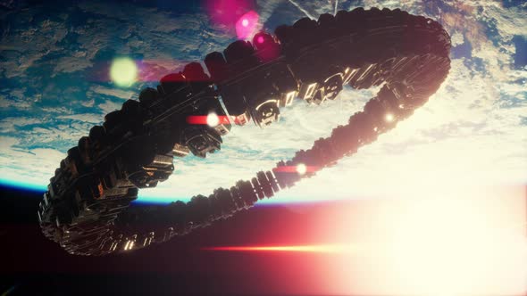 Alien Mothership Near Earth Elements Furnished By NASA, Motion Graphics