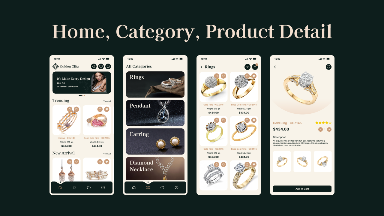 Golden-Glitz - eCommerce App for Jewelry Shop - Flutter Mobile App Template | Android & iOS by ...