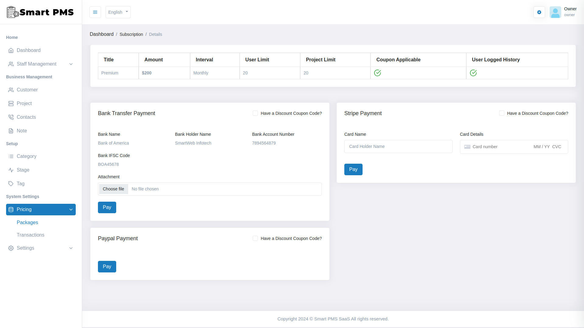 Smart PMS SaaS - Project Managment System by smartwebinfotech | CodeCanyon
