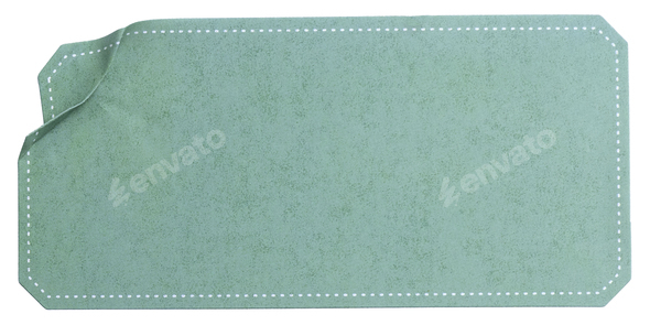 green rectangular paper sticker label isolated on white background ...