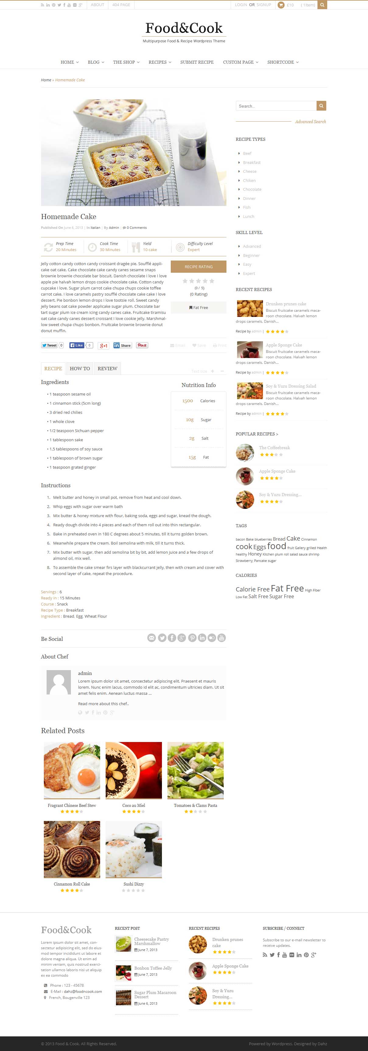 Food & Cook - Multipurpose Recipe WP Theme by Dahz | ThemeForest