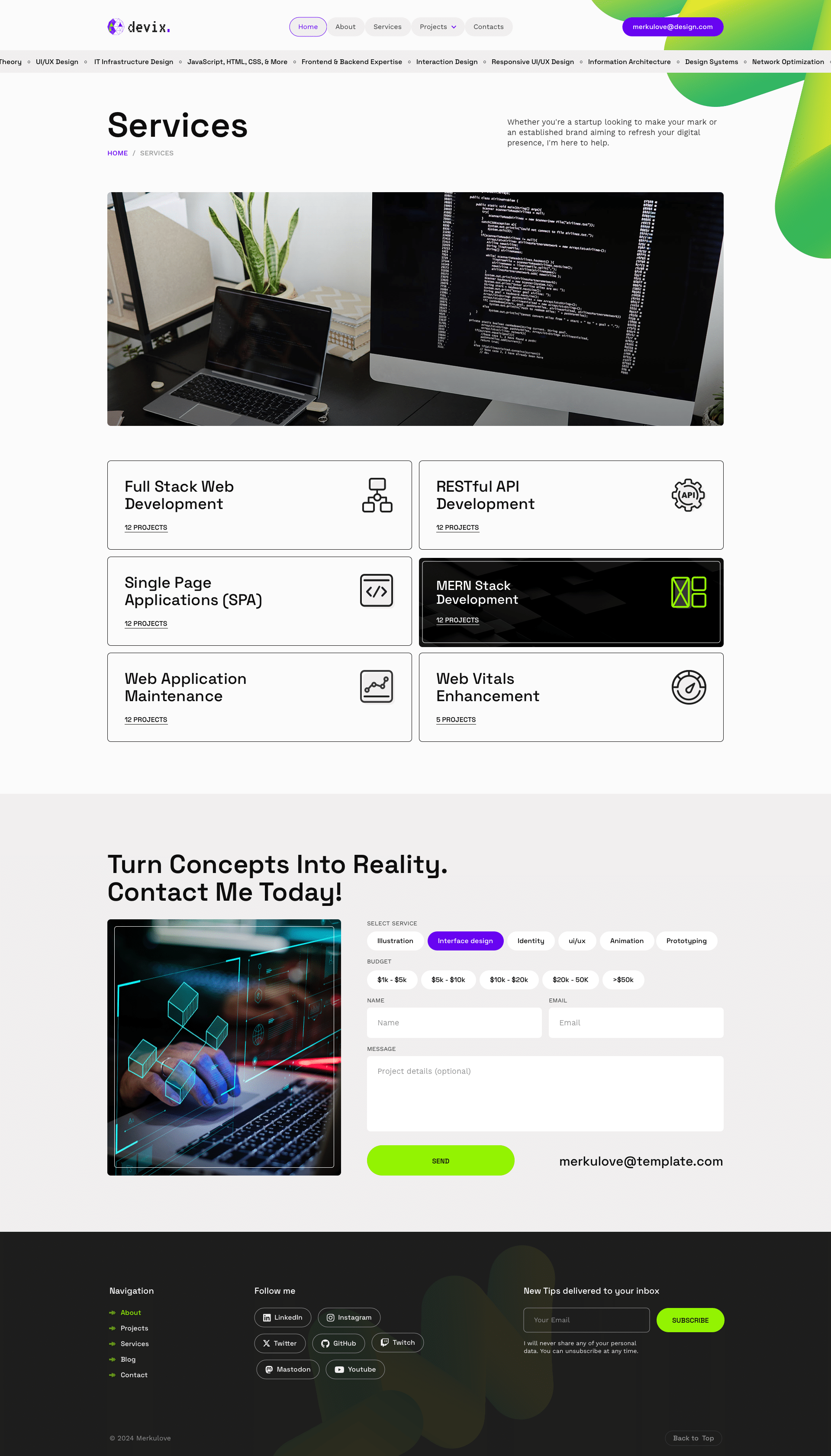 Devix – Developer Portfolio Template by merkulove | ThemeForest