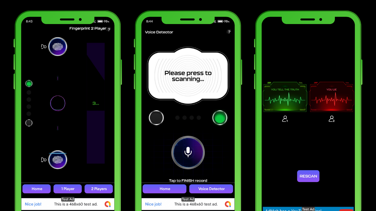Lie Detector Fingerprint Eye Voice Scan with AdMob Ads Android by ...