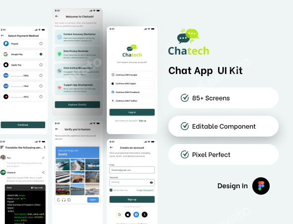 Chatech - AI Chatbot Appication UI Kit, Web Elements | GraphicRiver