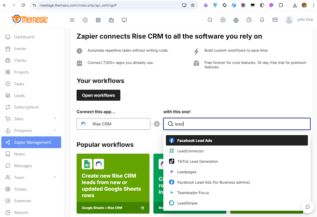 Zapier plugin for RISE CRM - Unlimited Automations with 7000+ services ...